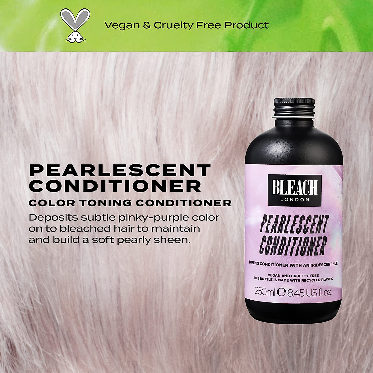BLEACH LONDON Pearlescent Conditioner - Iridescent Hue Rinse, Color Toning and Preserving, Vegan, Cruelty Free, Daily Hair Nourishment, Color Depositing Formula, 8.45 fl oz
