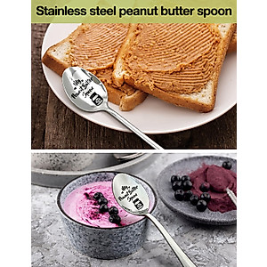PWHINGN My Peanut Butter Spoon Funny Engraved Stainless Steel Spoon, Coffee Spoon Dessert Spoon Peanut Butter Lovers Gifts, for Women Men Friends Birthday Christmas Father's Day, Mother's Day Gifts