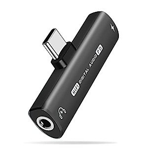 USB C to 3.5mm Audio Headphone Adapter and Charger, 2 in 1 USB C Headphone Jack HiFi DAC with 27W Fast Charging Dongle Adapter Compatible with Galaxy S23 Ultra/S22+/A53/Note 20, Pixel 7/7Pro/6/6Pro/5
