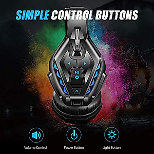 PHOINIKAS Wireless Bluetooth Gaming Headset, Stereo Over Ear Headphones with Detachable Noise Canceling Mic, 3.5mm Cable Wired for PS4, Xbox One, PC, Nintendo Switch, Bluetooth for Phone, up to 40h