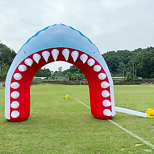 Inflatable Shark Mouth Arch Inflatable Shark Archway Entrance 13ftx13ft with Blower for Sea World Event Birthday Party Ocean Theme Decoration