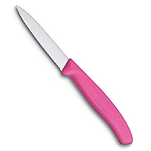 Victorinox 6.7636.L115 Swiss Classic Paring Knife for Cutting and Preparing Fruit and Vegetables Serrated Blade in Pink, 3.1 inches