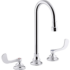Kohler K-800T70-5AKA-CP Triton Bowe 1.0 Gpm Widespread Bathroom Sink Faucet With Aerated Flow Gooseneck Spout And Wristblade Handles, Polished Chrome