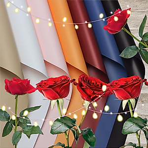 CCXSY 20 Pcs Bouquet Wrapping Paper,23 x 23 inch WaterProof Fresh Flower Wrapping Paper,Double Side Pure Color Print Flower Packing for Her Valentine's Day Chocolate