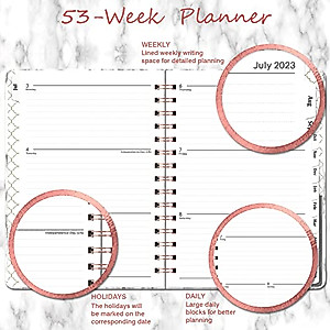 Planner 2023-2024 - Weekly Monthly Planner 2023-2024, JULY 2023 - DECEMBER 2024, Calendar Planner 2023-2024, 8.43" x 6.3", 2023-2024 Planner with Flexible Spiral Hardcover, Coated Tabs, Inner Pocket