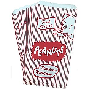 Paper Peanut Bags - Red White Elephant Pattern - 150 Pack