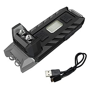 Nitecore Thumb 85 Lumens USB Rechargeable White & Red LED Keychain Light - Tiltable Work Light with Clip and a LumenTac USB Charging Cable