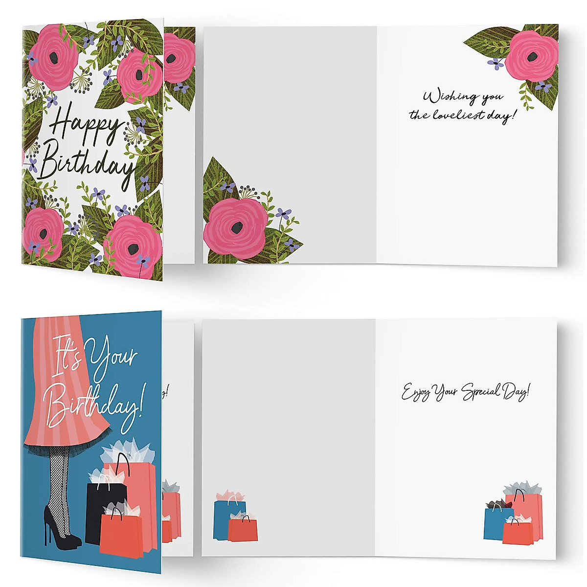 Tiny Expressions Birthday Cards for Women – Pack of 8, Elegant and Versatile Designs with Inside Messages - Includes 6" x 4.25" Cards with A6 Envelopes – Perfect for Mom, Sister, Friend, or Coworker