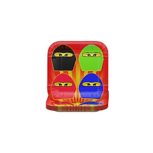 Blue Orchards Ninja Master Party Supplies Packs (100 Pieces for 16 Guests) - Ninja Birthday Party, Ninja Party Supplies, Ninja Plates and Napkins, Ninja Themed Birthday, Spy Theme Party