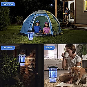 AiMoxa Self-Cleaning Solar Bug Zapper Outdoor, Automatic On/Off Mosquito Zapper, Rechargeable Solar Lantern, Waterproof Insect Fly Traps, Electric Fly Zapper for Outdoor and Indoor