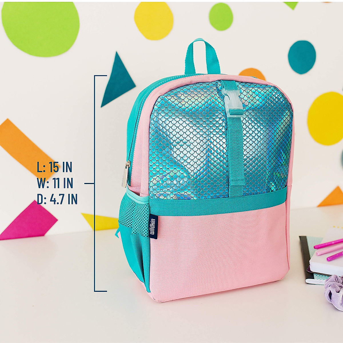 Wildkin Pack-it-All Backpack Bundle with Clip-in Lunch Box (Mermaid Undercover)