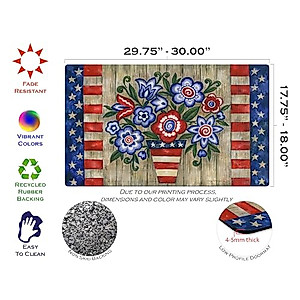 Toland Home Garden 800253 Patriotic Flowers Summer Door Mat 18x30 Inch 4th of July Outdoor Doormat for Entryway Indoor Entrance