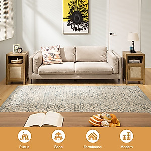 SICOTAS Tall Nightstand Set of 2 - Rattan Night Stand Farmhouse Bedside Table Boho End Table with Drawer for Bedroom Storage - 27.5in High