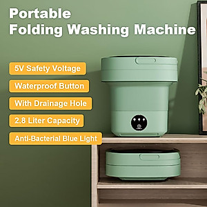 Portable washing Machine and Dryer Combo, Foldable Mini Washing Machine, Automatic Portable washing Machine for Baby Clothes Sock Underwear or Small Items, Suitable for Laundry Camping RV Travel 6.5L