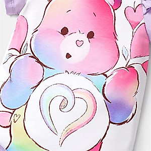 PATPAT Care Bears 2Pcs Baby Girl Clothes Bear Print Ruffle Short Sleeve Romper and Rainbow Ombre Skirt Set Ombre 6-9 Months