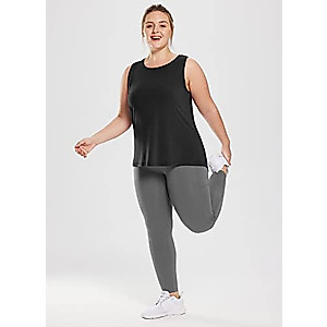 BALEAF Women's Plus Size Workout Tank Tops Loose Fit Sleeveless Athetic Running Exercise Shirts Black XL