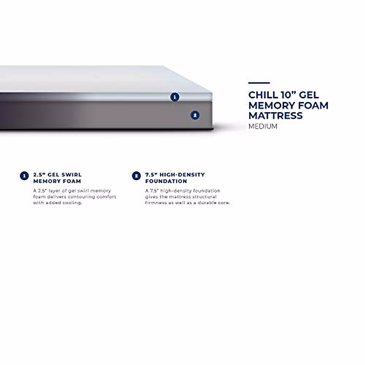 Dreamfoam Bedding Chill 10" Gel Memory Foam Mattress, Full XL- Made in Arizona