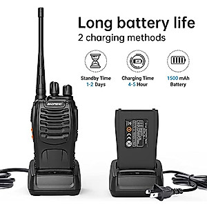 BaoFeng Walkie Talkies BF-888S Two Way Radio Long Range Rechargeable,Portable 2 Way Radio,Handsfree Walkie Talkie for Adultswith Flashlight Li-ion Battery and Charger（2 Pack）