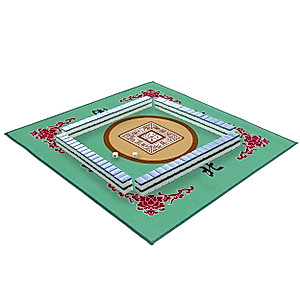 Jigitz Green Game Mat with Case - Classic Chinese Mahjong Table Mat - 30.8 x 30.8in Felt Table Cover Mahjong Mat