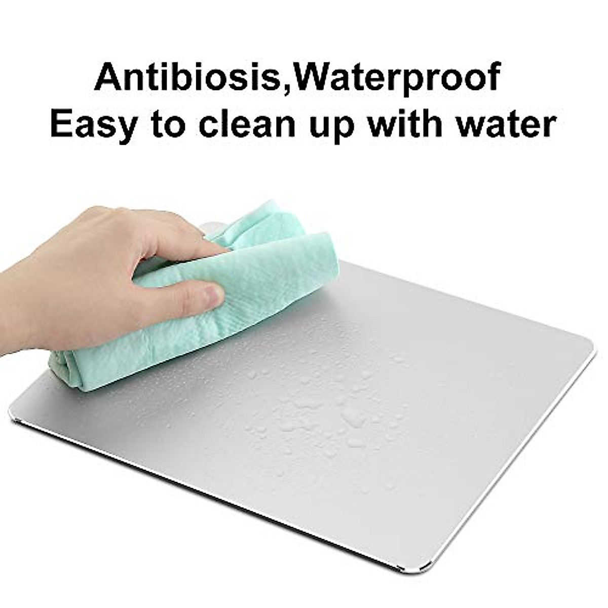 Hard Silver Metal Aluminum Mouse Pad Mat Smooth Magic Ultra Thin Double Side Mouse Mat Waterproof Fast and Accurate Control for Gaming and Office(Small 9.05X7.08 Inch)