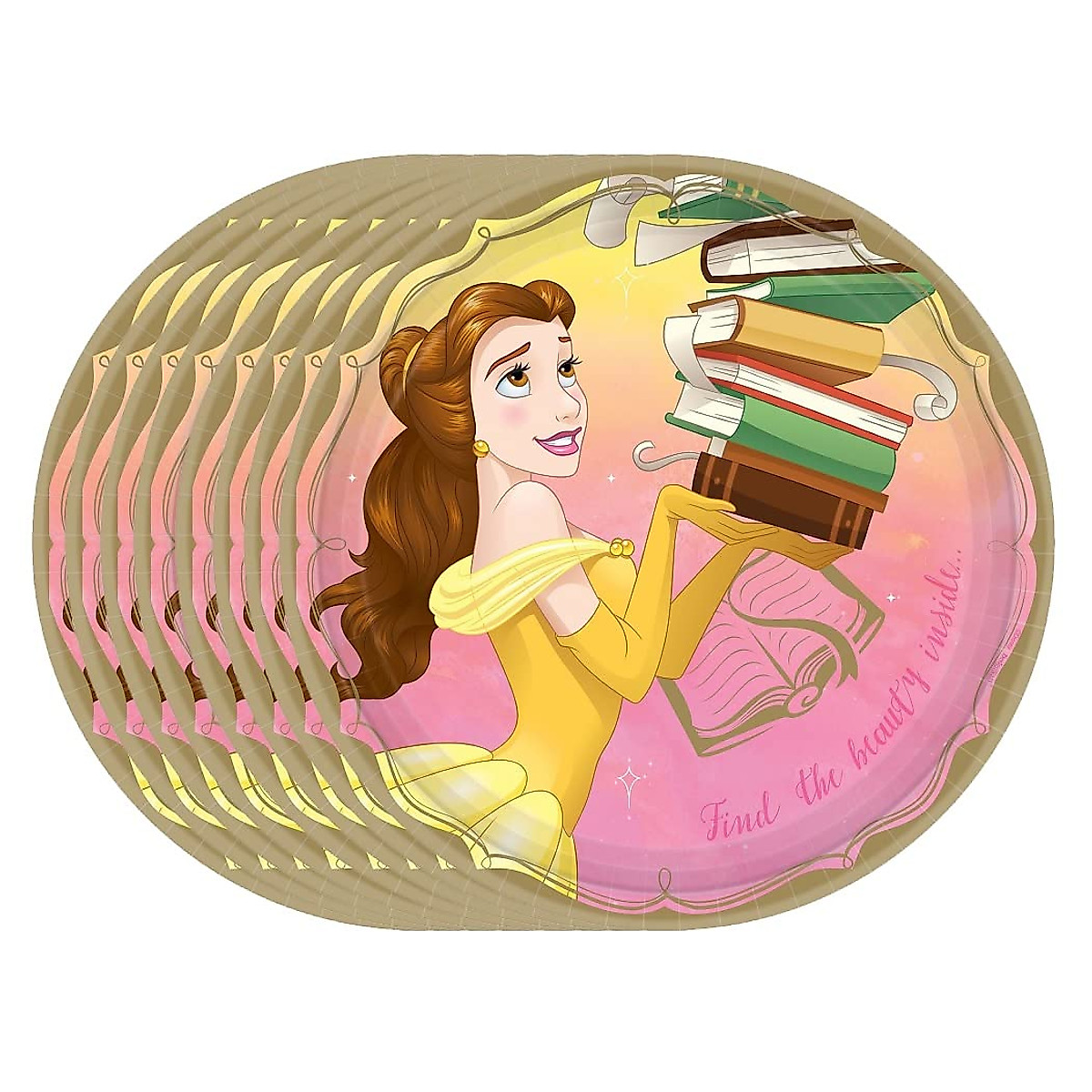 Belle Disney Princess Birthday Party Supplies Bundle Pack includes Lunch Paper Plates and Lunch Paper Napkins (Bundle for 16)