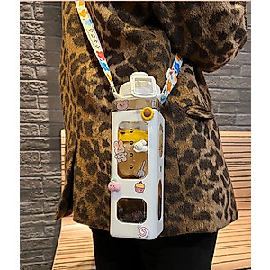 LELEBEAR Kawaii Backpack, Kawaii Backpack Set with Kawaii Water Bottle (pink)