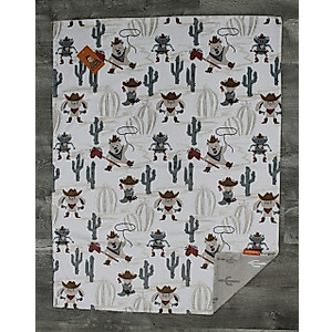 Dear Baby Gear Deluxe Double Layer Baby Blanket - Gender Neutral Infant Blankets for Girls & Boys - Nursery Quilt for Newborn - Cute Infant Blanket Gifts - Wild West Cactus in Gray Cactus, 40" x 30"