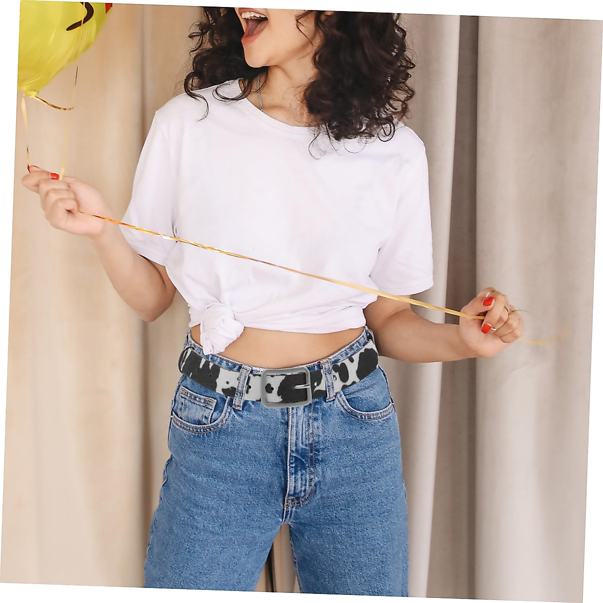 VALICLUD Plus Size Belt Waist Belt for Women Print Leather Belt Cow Print Belt for Jeans Pants Dresses Belt