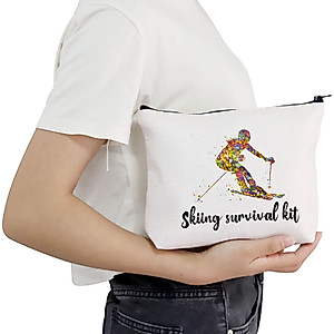 POFULL Skiing Bag Skiing Team Gifts Skiing Survival Kit For Ski Lover Skiing Gift For Enthusiasts Cosmetic Bag (Skiing survival kit bag)