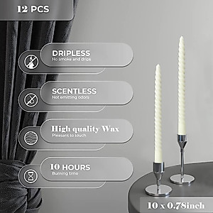 MAITREYA Orange Taper Candles Stick Spiral Twisted Candles-Set of 12 for Decoration Weddings Party Church-Unscented Dripless Candles,10inch(F-Gradient Orange)