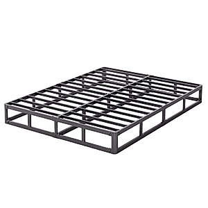 Askeld Queen Bed Box Spring 5 Inch High, Low Metal Bed Frame with Round-Corner Design, Heavy Duty Steel Slat Support Mattress Foundation, Noise Free Platform Base, 3500lbs Max Weight Capacity