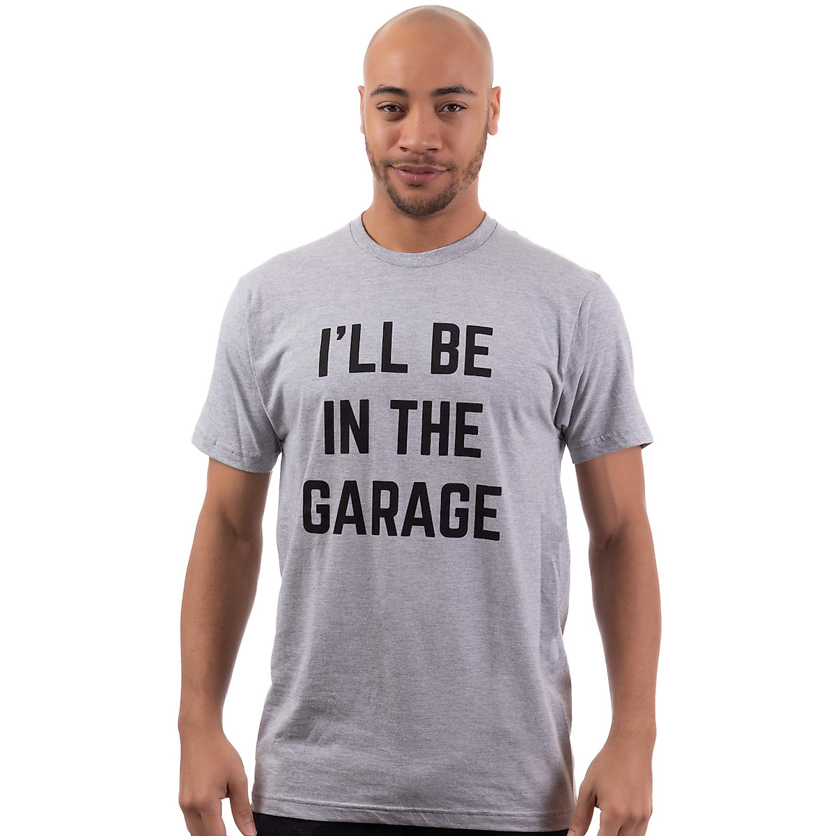 Ann Arbor T-shirt Co. I'll Be in The Garage | Funny Dad Joke Grandpa Woodwork Workshop Handyman Auto Mechanic Manual Men T-Shirt (Adult, XL) Grey