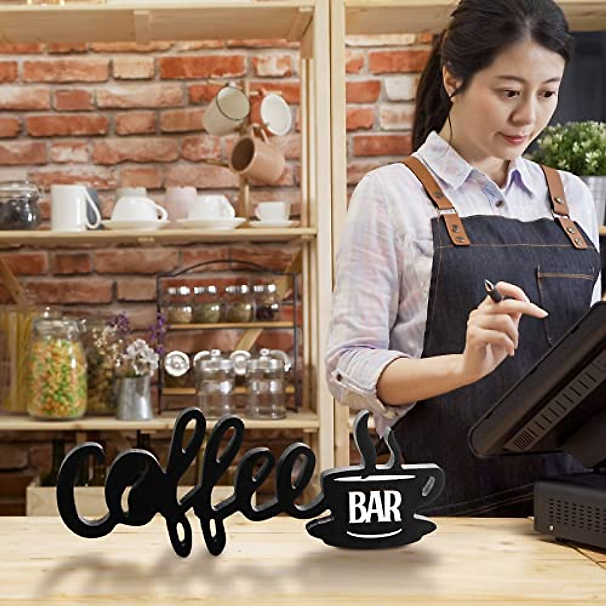 Yulejo Coffee Bar Sign Wooden Block Farmhouse Coffee Bar Decor Rustic Coffee Bar Decor for Coffee Bar Wooden Coffee Decor for Coffee Bar Home Office Kitchen