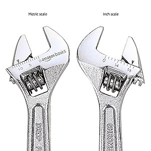 Amazon Basics Adjustable Wrench with Inch/Metric Scale, Chrome-Plated, 4-Inch (100mm)