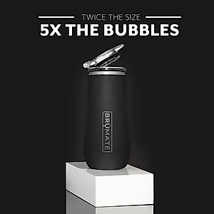 BrüMate 12oz Insulated Champagne Flute With Flip-Top Lid - Made With Vacuum Insulated Stainless Steel (Glitter Merlot)