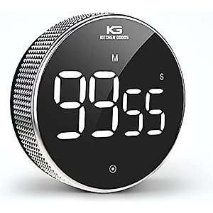 Digital Kitchen Timer LED - Magnetic Countdown Large Display Clock with Adjustable Volume - Easy for Cooking, Fitness, Classroom and Teaching for Kids & Seniors - Black