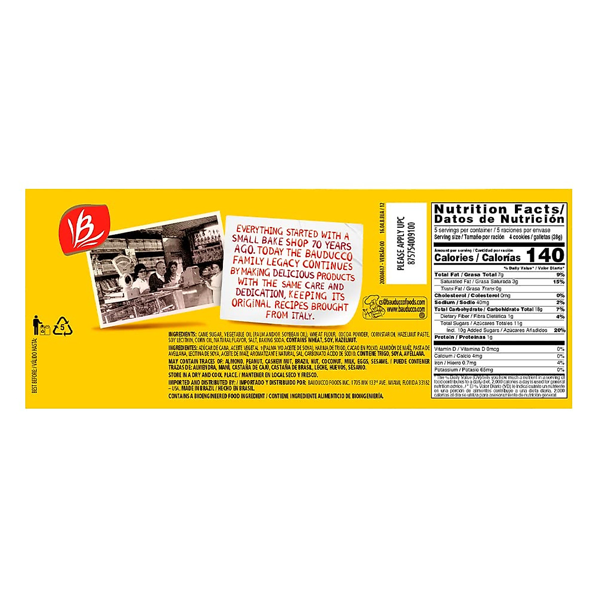 Bauducco Hazelnut Wafers - Crispy Wafer Cookies With 3 Delicious, Indulgent Decadent Layers of Hazelnut Flavored Cream - Delicious Sweet Snack or Desert - 5.0 oz (Pack of 1)