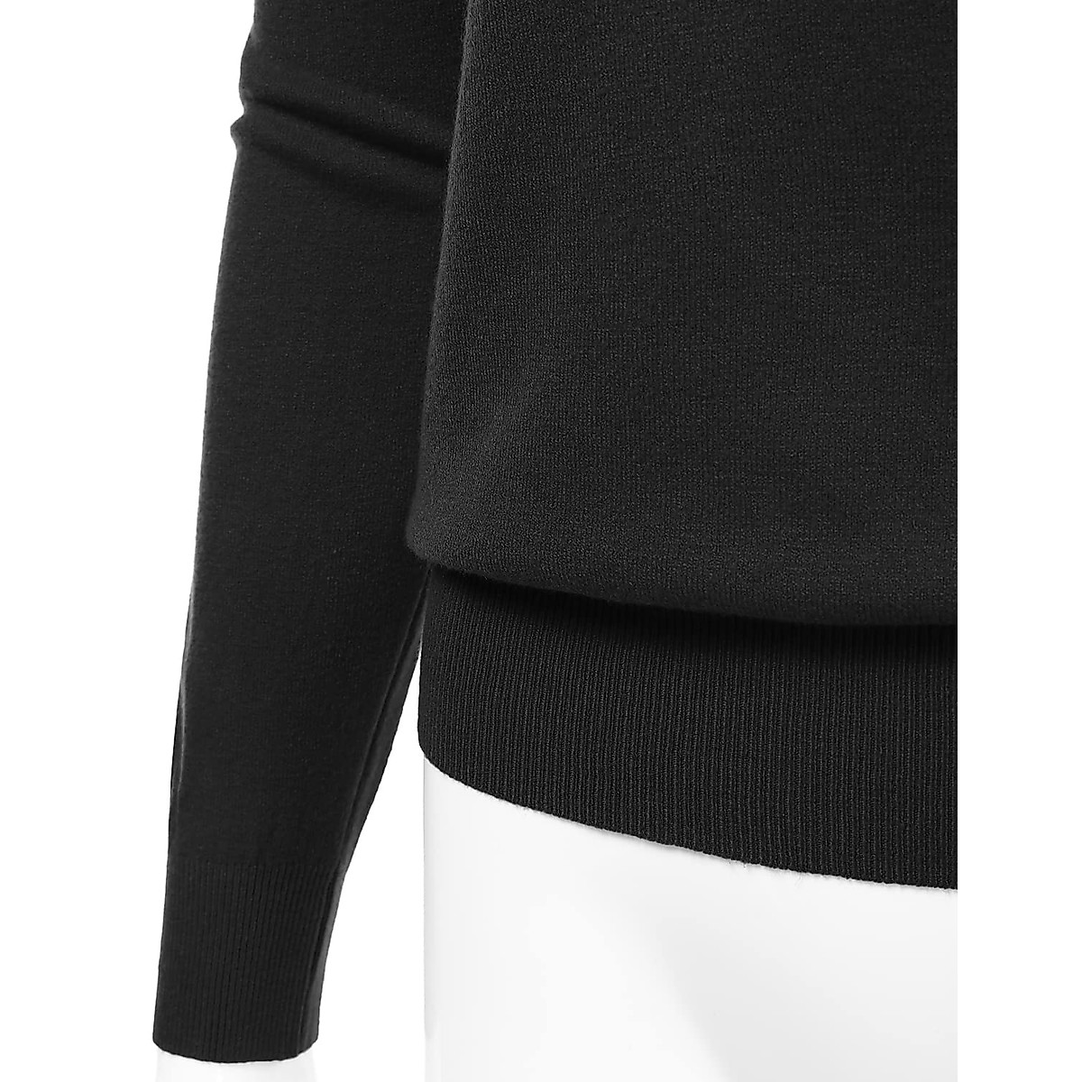 danibe Women's V-Neck Long Sleeve Pullover Soft Knitted Sweater Black M