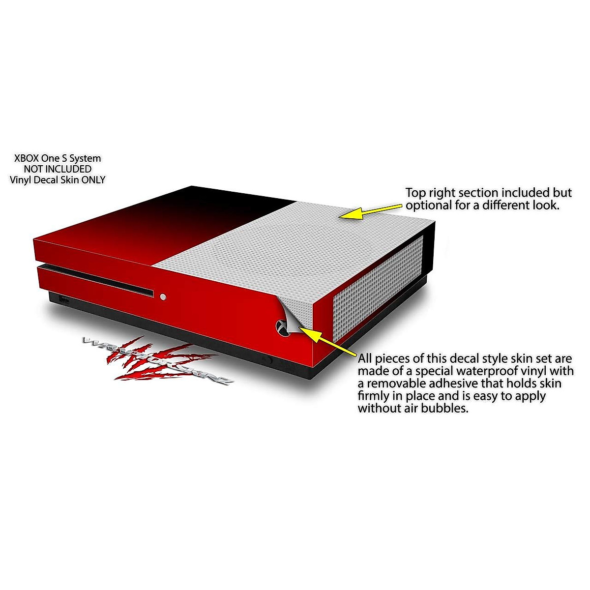 WraptorSkinz Decal Vinyl Skin Wrap Compatible with Xbox One S Console and Controllers - Smooth Fades Red Black