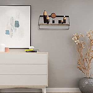 JCRUBAN Floating Shelves Wall Mounted Storage Shelves with Metal Frame and Towel Holder Rustic Wood Wall Shelves for Bedroom Living Room Bathroom Kitchen Office