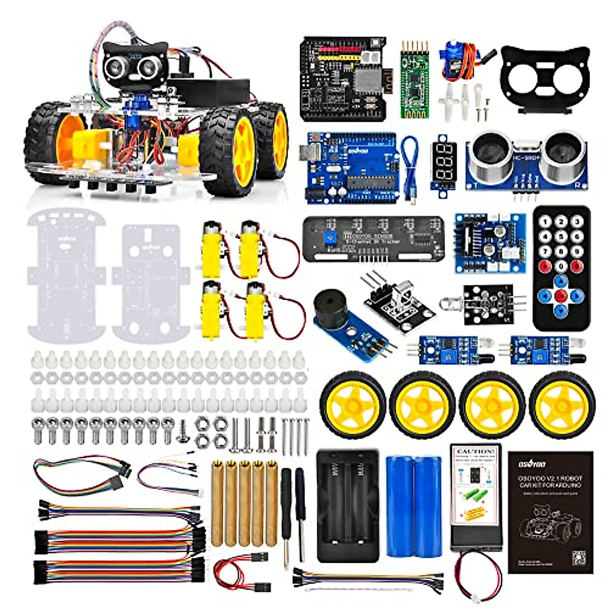 OSOYOO Robot Car Starter Kit for R3 | STEM Remote Controlled Educational Motorized Robotics for Building Programming Learning How to Code | IOT Mechanical DIY Coding for Teens Adults