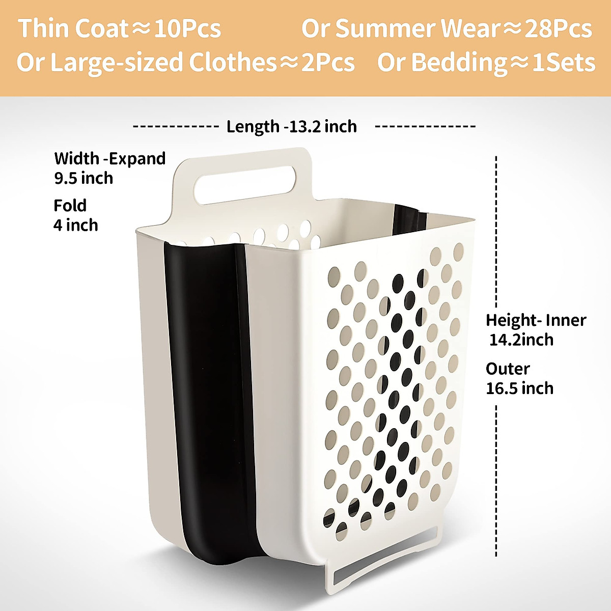 Yaromo Collapsible Laundry Baskets Plastic Laundry hamper Thickened Support Portable And Wall Laundry Hamper,Durable Unbreakable 3 UNIT(Size L+M+S) Wihte(57 L/15 Gallon)