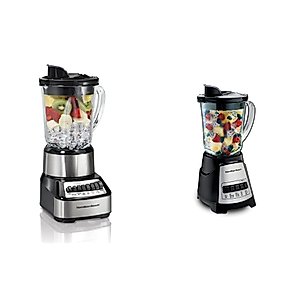 Hamilton Beach Wave Crusher Blender For Shakes and Smoothies With 40 Oz Glass Jar and 14 Functions, Ice Sabre Blades & 700 Watts for Consistently Smooth Results, Black + Stainless Steel (54221)