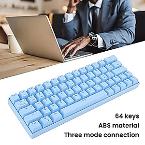 Yoidesu Wireless Mechanical Gaming Keyboard, Blue 64 Keys Wireless RGB Backlight Mechanical Keyboard 3 Modes 2.4G/BT 3.0, 5.0/Type c Wired Gaming Keyboard(Brown Switch)