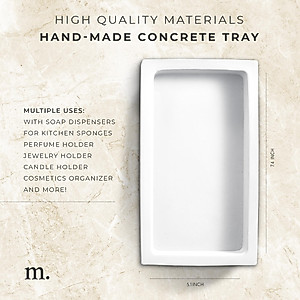 MaisoNovo Concrete Tray | White-Sink Tray for Bathroom CounterTop | Soap Dispenser Tray | Bathroom Trays for Counter | Soap Tray for Kitchen