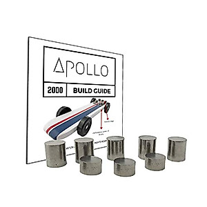 3.25 oz Tungsten Pinewood Car Weights + 20 Page Step-by-Step Build Guide for Apollo 2000 Derby Car Showing Design + Weight Placement, Bring Your Car to The 5 oz Limit and Gain The Winning Edge