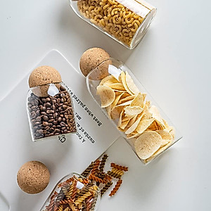 IVAILEX Glass Jars with Cork Lids, Candy Jar with Lid, Coffee jar for Counter, Cookie Jar with Airtight Lids, Clear Glass Jar for Candy, Tea, Coffee Bean, Sugar, Spices, Apothecary etc (450ml/15oz)