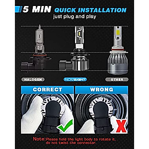 NOVSIGHT 9005 9006 Led Headlight Bulbs Combo 300% Brightness 9005/HB3 High Beam 9006/HB4 Low Beam 1:1 Mini Size Headlight Conversion Kits 6500K Cool White Replacement Headlights Halogen, Pack of 4