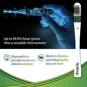 NexTemp Single-Use Thermometers - Individually Wrapped Disposable First Aid Supplies, High-Accuracy For Work, School, Home, Travel, and Healthcare Use, Fahrenheit, 100-Pack, by Medical Indicators Inc.