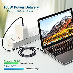 Besgoods USB C to USB C Cable 100W, 3ft 90 Degrees 10Gpbs 4K Video and Audio,USB 3.1 Gen 2 Cable for USB C Hub, MacBook Pro,SSD Hard Drive,Galaxy S21, Pixel More Type-C Devices/Laptops, Black,2-Pack